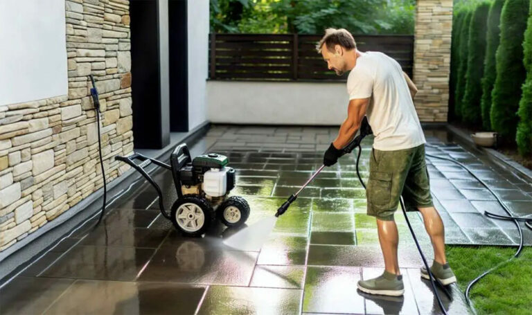How to clean your garden patio using a pressure washer | BISON